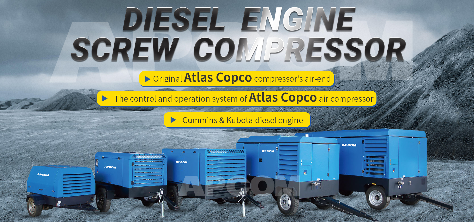 Kubota Air End Atlas Copco 185 Cfm Diesel Compressors Luy050-7, High ...
