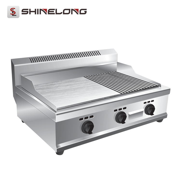K482 Stainless Steel Counter Top Gas Half-grooved Griddle, High Quality ...