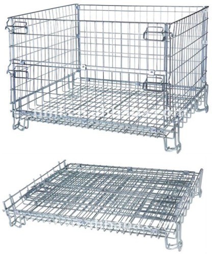 Rigid Galvanized Foldable Warehouse Heavy Duty Wire Container, High ...