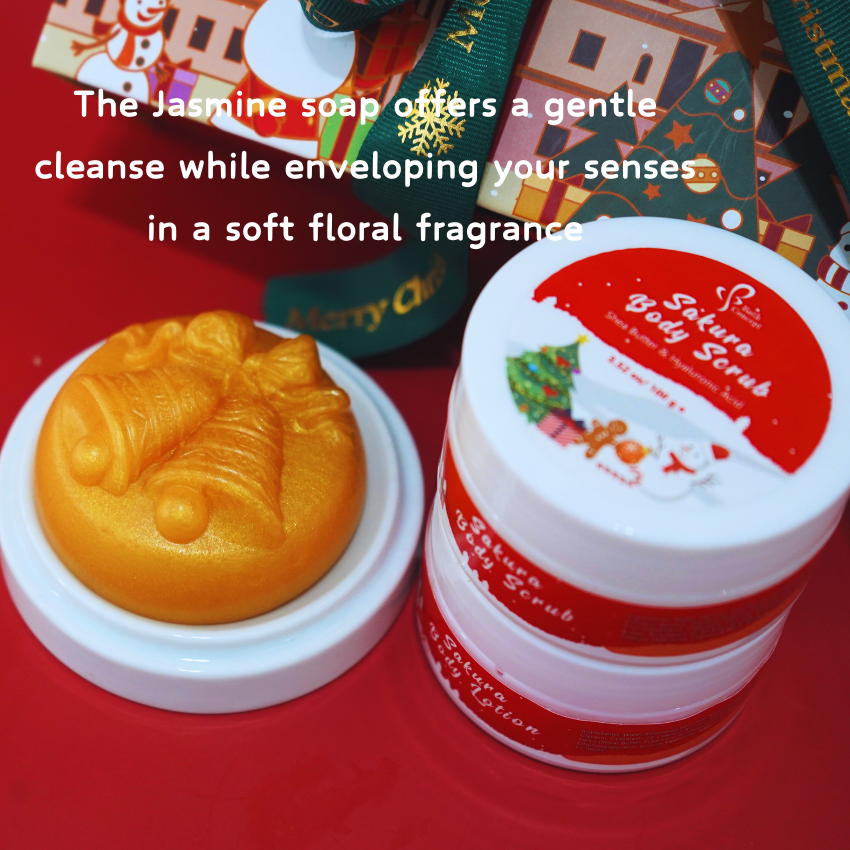 Soothing Exfoliating Body Scrub & Soap Gift Set - Sakura Infused For ...
