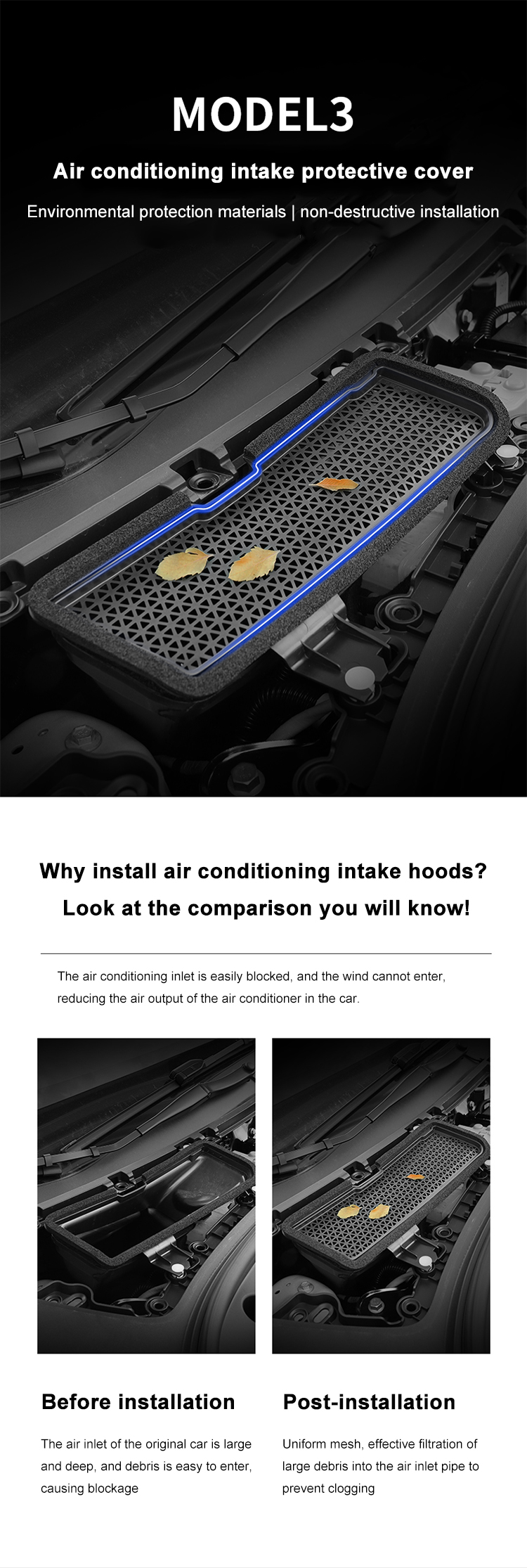 2023 Tesla Model Y Underseat Exit And Air Conditioner Intake Protective ...