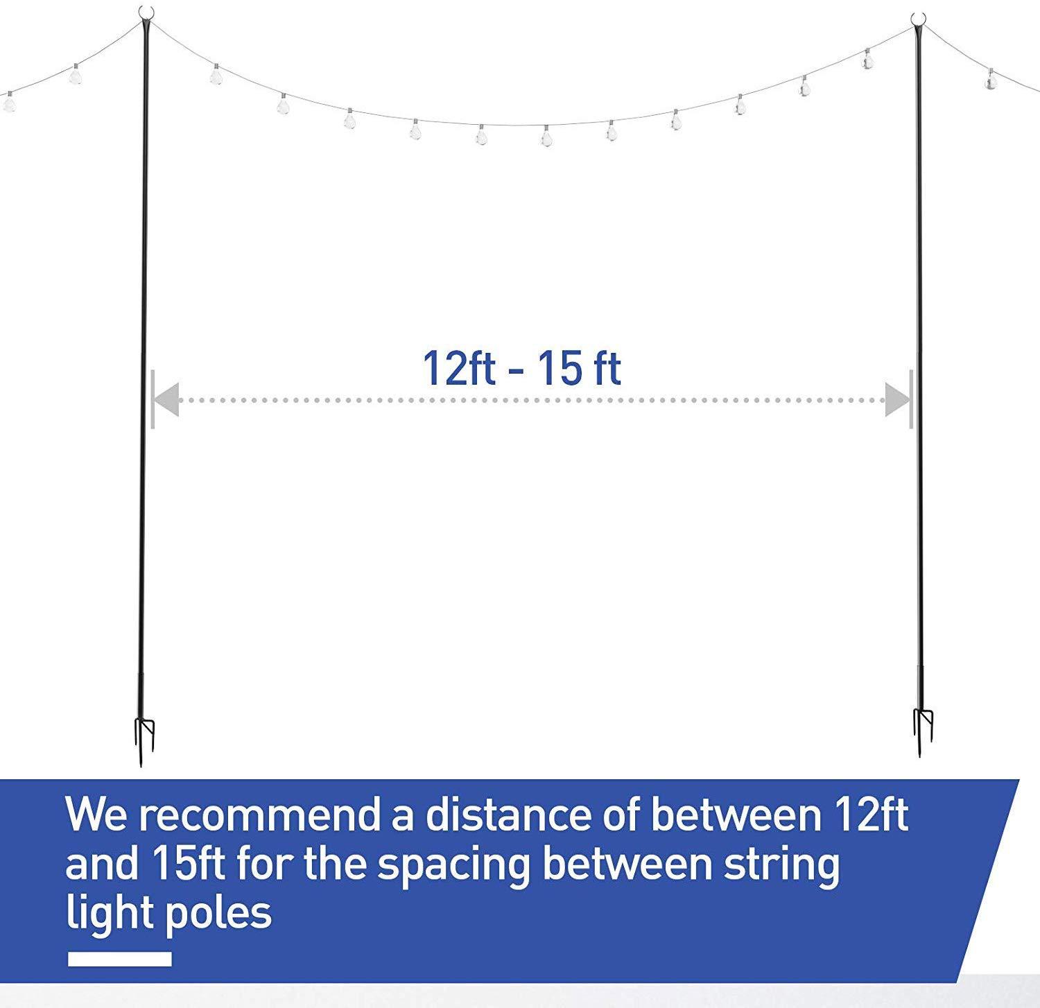Telescopic Aluminum Solar String Light Poles For Patio, Garden ...