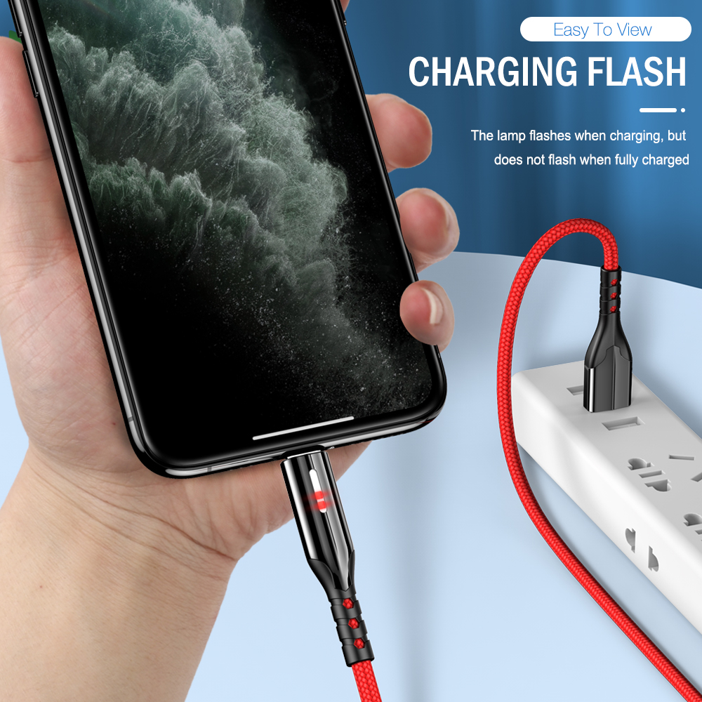 LED Mobile Phone Cable USB For iPhone 12 11 Pro X XS Max 5 6 6S 7 8 ...