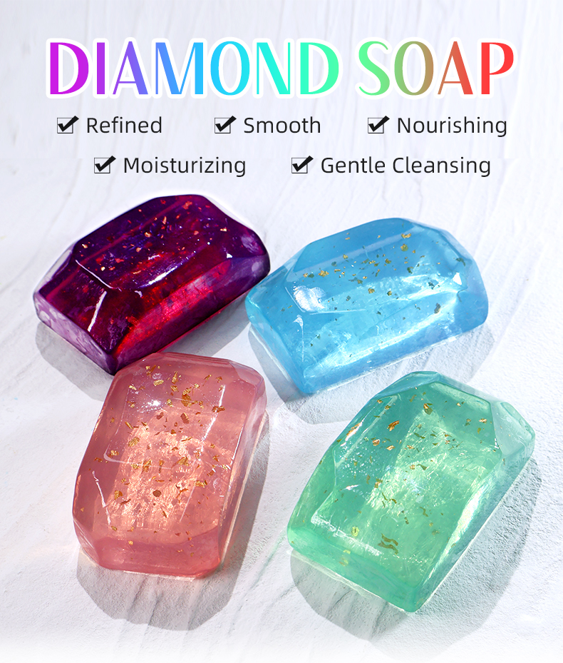 24k Gold Leaf Diamond Soap - Lightening Clean Crystal Gemstone Glycerin ...