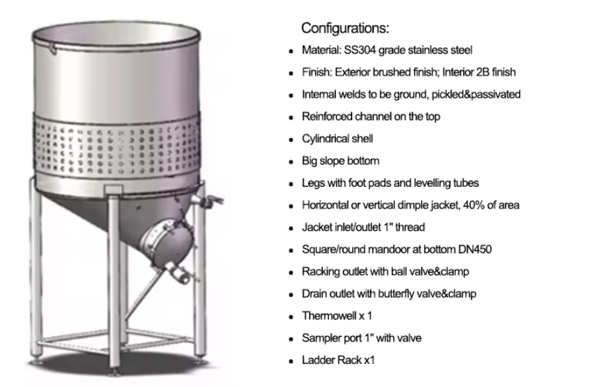 5000l Open Top Fermenter Conical Fermentation Tank Manufacturer, High ...