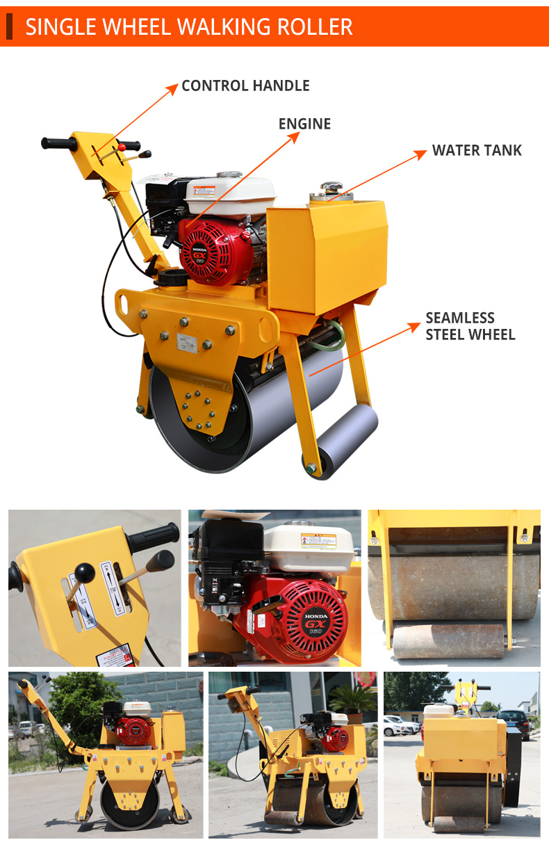 Hand Held Vibratory Asphalt Road Roller 550 Kg 20kn Walk Behind Soil ...