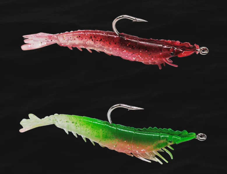 10cm Prawn Bionic Soft Plastic Bait Lures With Hooks For Sea Fishing ...