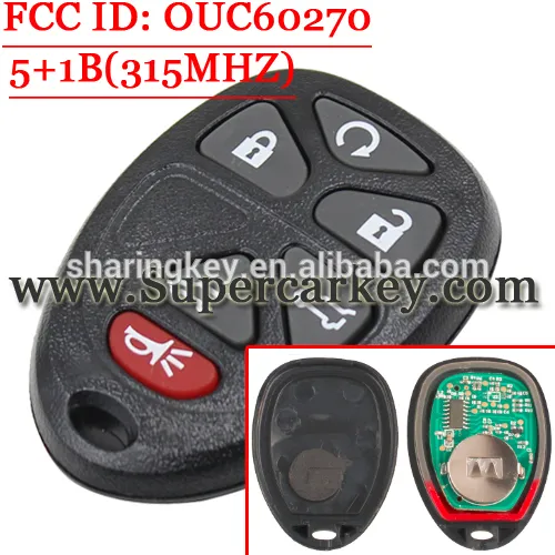 Best Quality 5+1 Button Remote Fob Keyless With 315mhz (fcc Id:ouc60270) For Gm #8, High Quality ...