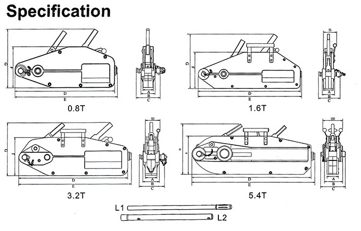 Manual Wire Rope Puller Winch Tirfor Hand Winch 3.2 Ton Wrp-a Tirfor ...