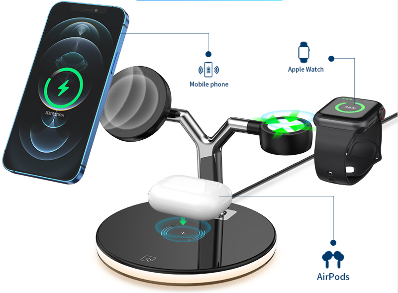 Magnetic 3-in-1 Wireless Fast Charger For Phones And Watches, High ...
