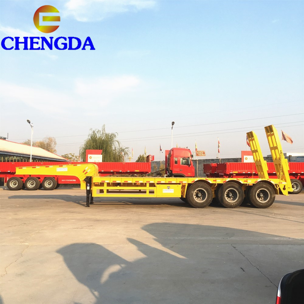 Construction Lowboy Semi Truck Trailer: 3 Axle 80-100 Tons Gooseneck ...