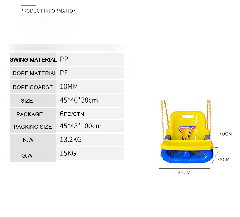 Safety Plastic Patio Swings With Rope, High Quality Safety Plastic ...