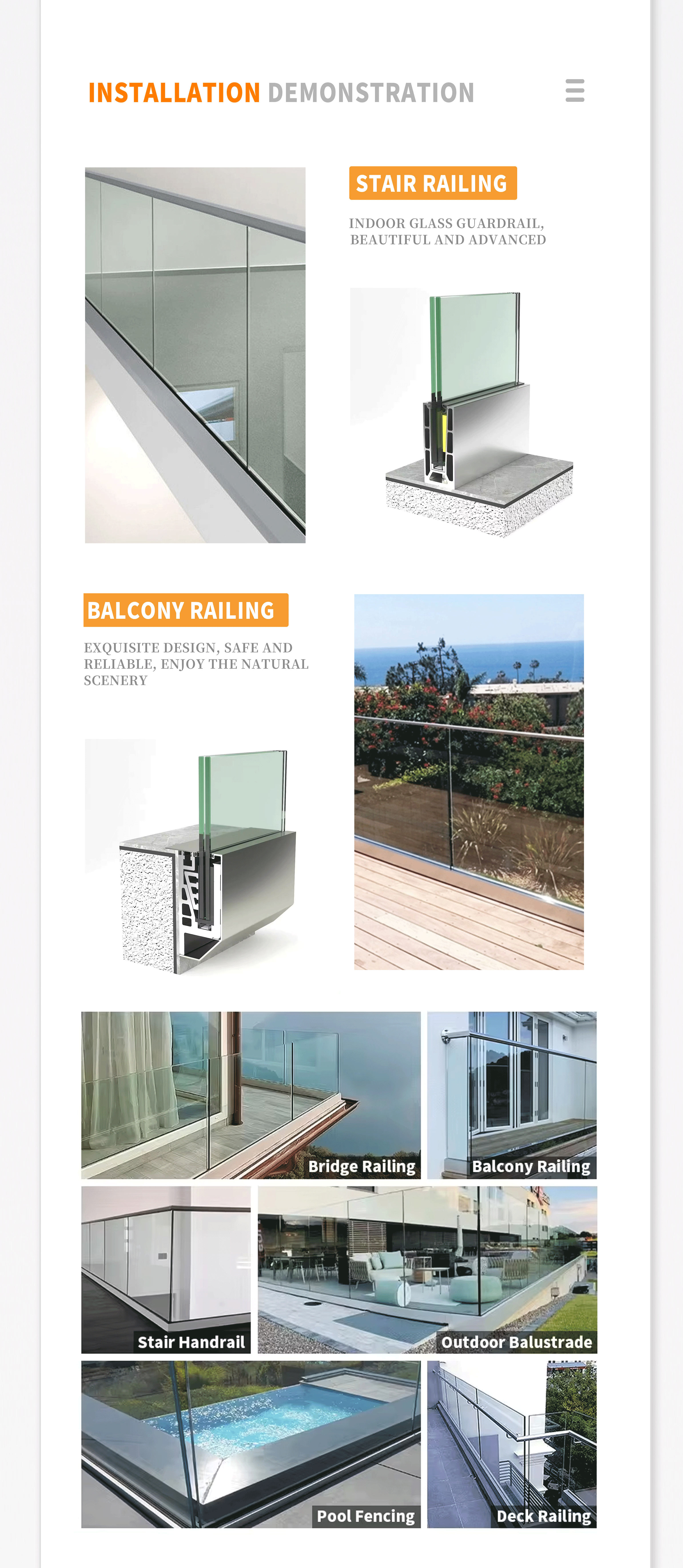 Extruded Aluminum U Channel Profiles For Frameless Glass Railing ...