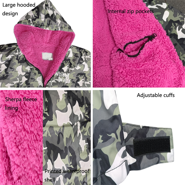 ขนแกะเรียงราย Camo Waterproof Robe Surf Poncho Coats คุณภาพสูง ขนแกะ ...