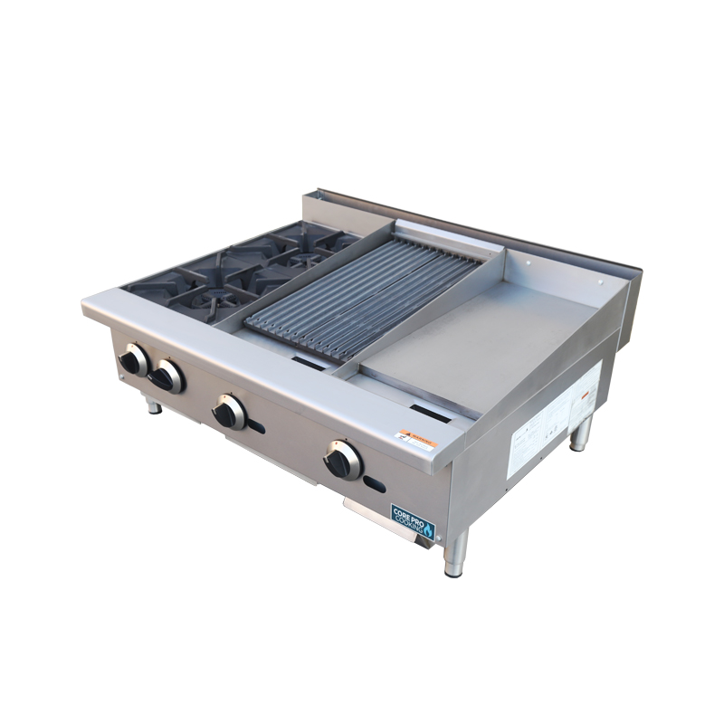 24-inch Commercial Gas Griddle With Charbroiler And Bbq Grill, High ...