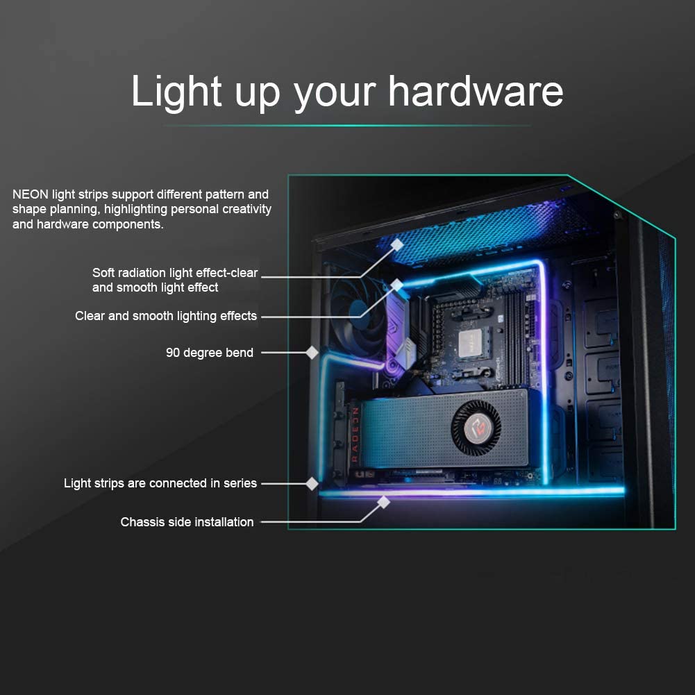 Pc Gaming Computer Case Desktop 5v 3pin A-rgb Flex Neon Led Tape, High ...