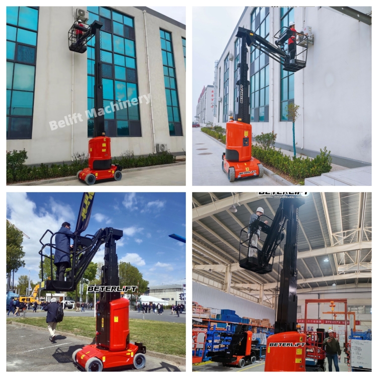 Small Self-propelled Vertical Compact Telescopic Bucket Boom Mast Lift ...