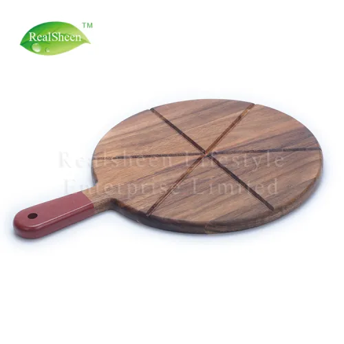 Acacia Wood Pizza Stone Paddle With 6 Grooves, High Quality Acacia Wood ...