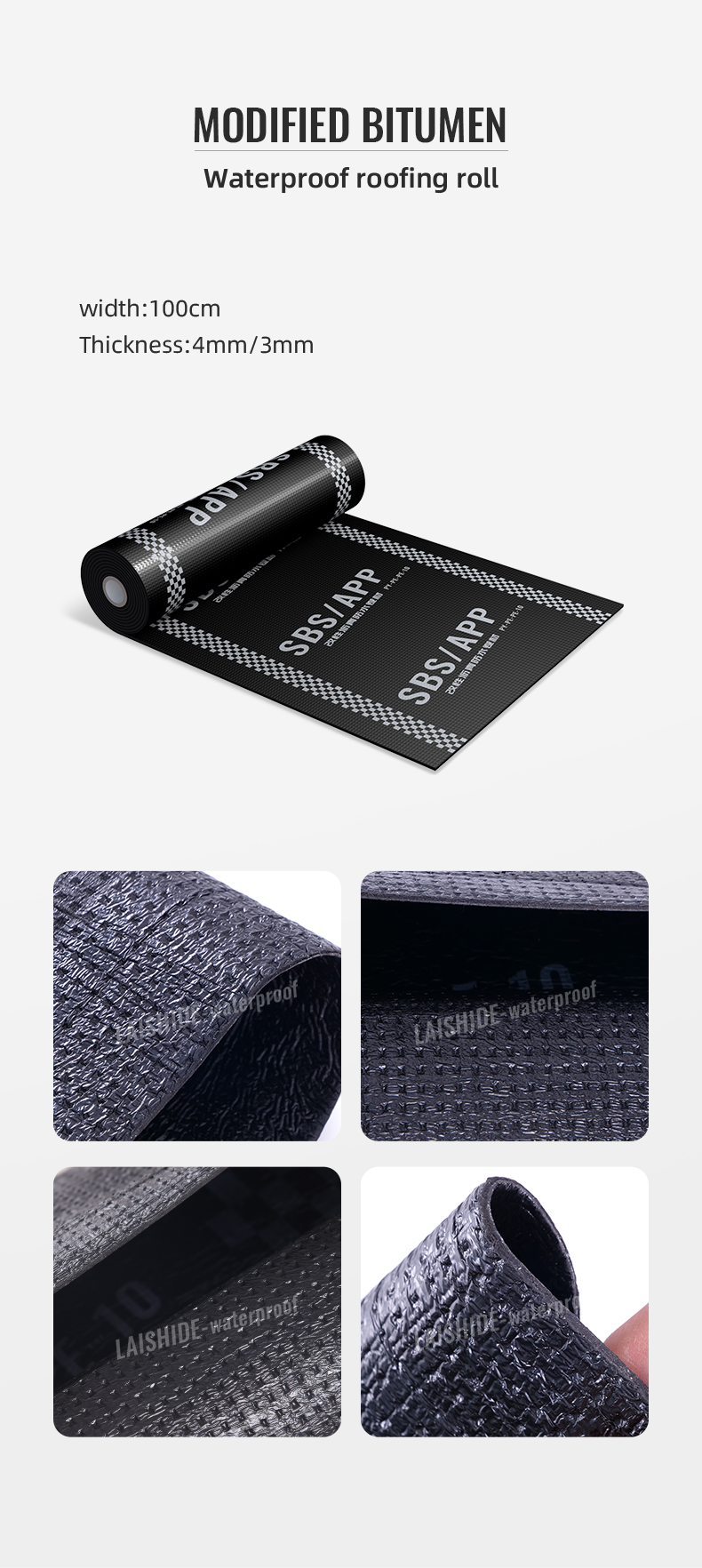 App Sbs Polymer Modified Bitumen Roof Waterproofing Sheets, High ...