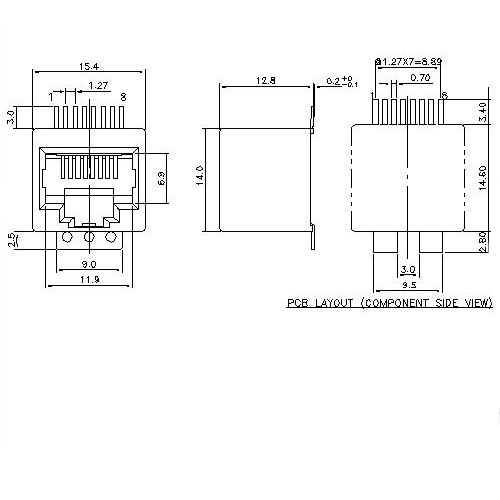PCB Mounted Jack SMT 8P8C China Manufacturers Suppliers Factory Exporter