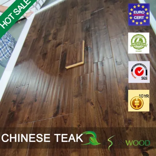 Solid Chinese Teak / Golden Teak Hardwood Flooring Flat & Handscraped ...
