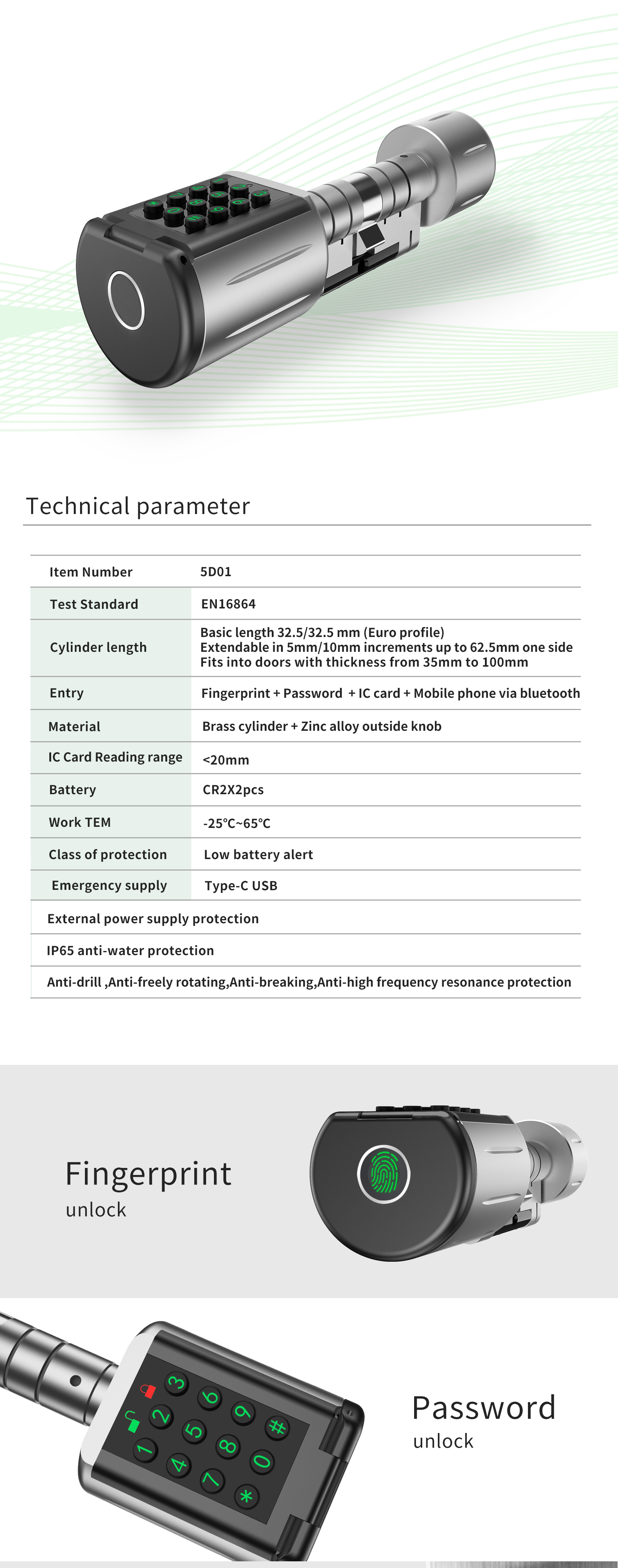 Euro Smart Lock Electronic Cylinder With Knob For Hotels/b&bs, High ...