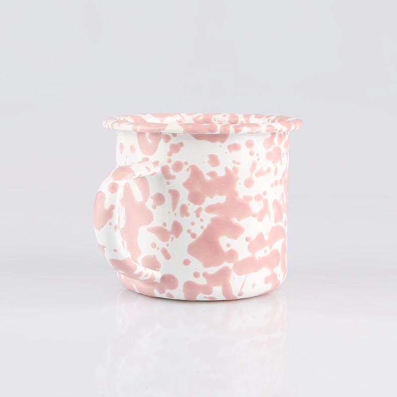 Pink Speckled Bumped Design Enamel Coffee Mug Metal Drinking Cups ...