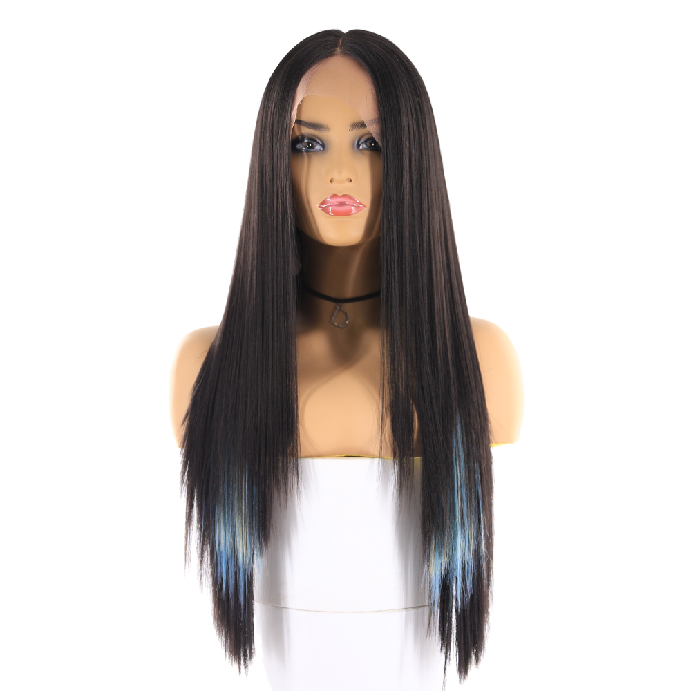 Wholesale Long Middle Part Yaki Straight Lace Front Wig With Natural ...