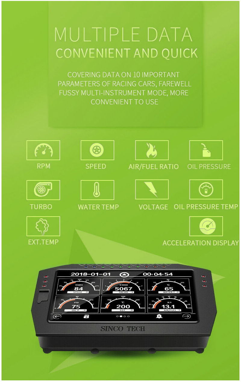 Universal Racing Dashboard: Full Sensor Kit With Colorful Lcd Touch ...