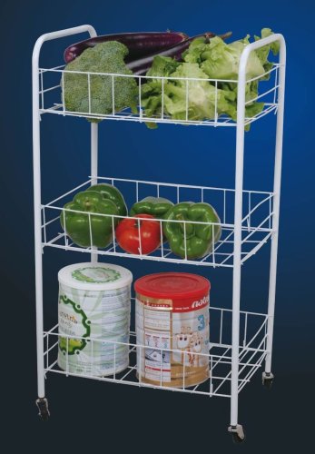 Φ 12 Mm 3 Tier Wire Kitchen Storage Racks Trolley, Fruit Vegetable ...