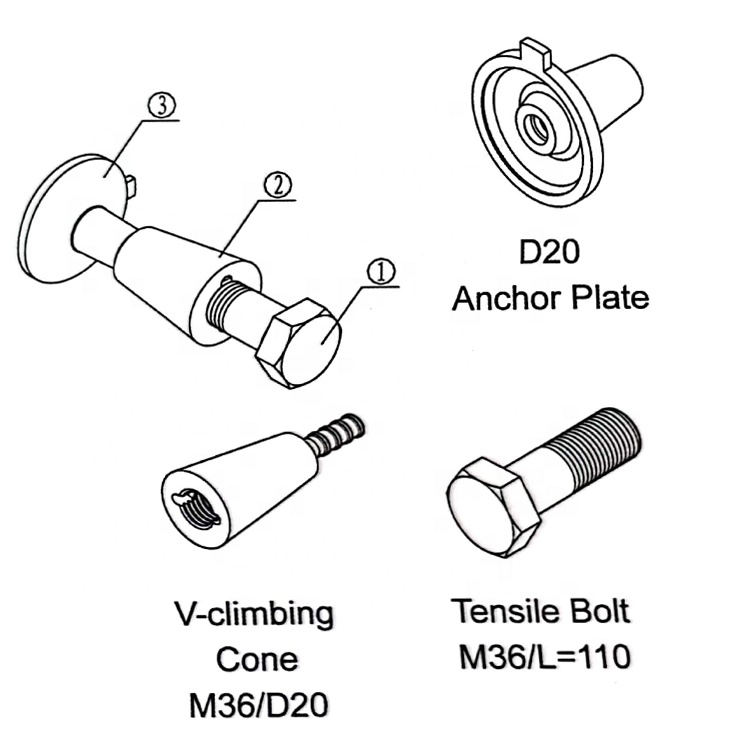 Scaffolding D20 Anchor Nut With V-climbing Cone Tensile Bolt, High ...