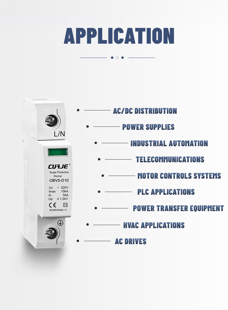 Din Rail Mounted 10ka Spd Surge Protector Lightning Arrester, High ...