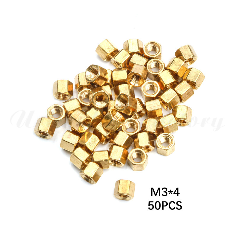 50pcs M3 Hex Nut Spacing Screw Female Brass Threaded Pillar Pcb ...