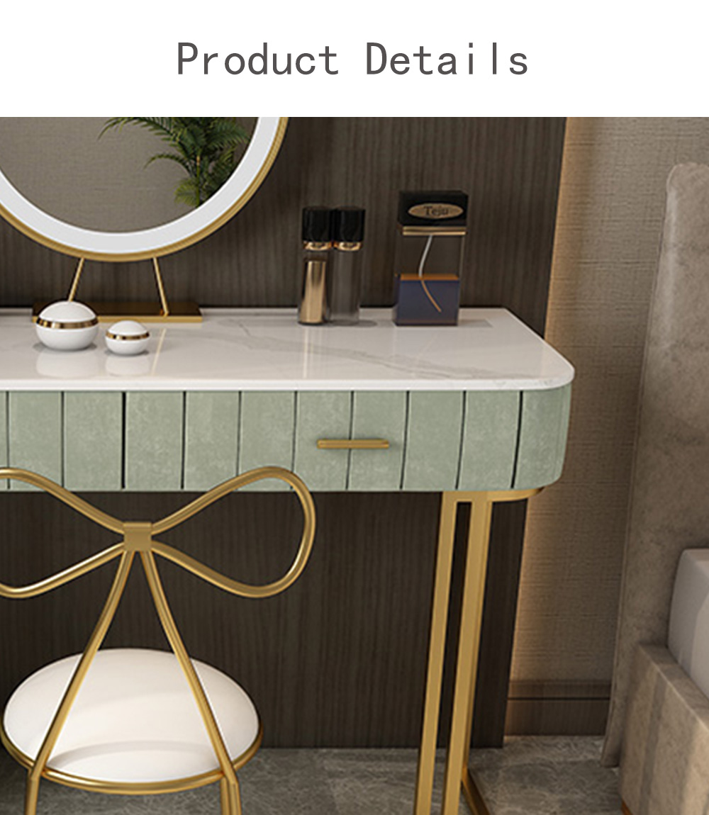 Modern Gold Legs Luxury Wooden Makeup Table With Mirror And Drawers ...