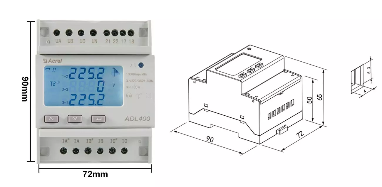 Adl400 3 상 Din 레일 에너지 미터, Bossgoo.com의 고품질 Adl400 3 상 Din 레일 에너지 미터