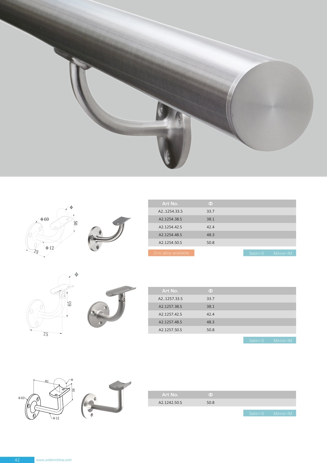 Wall Mounted External Stair Handrail Support, High Quality Wall Mounted ...