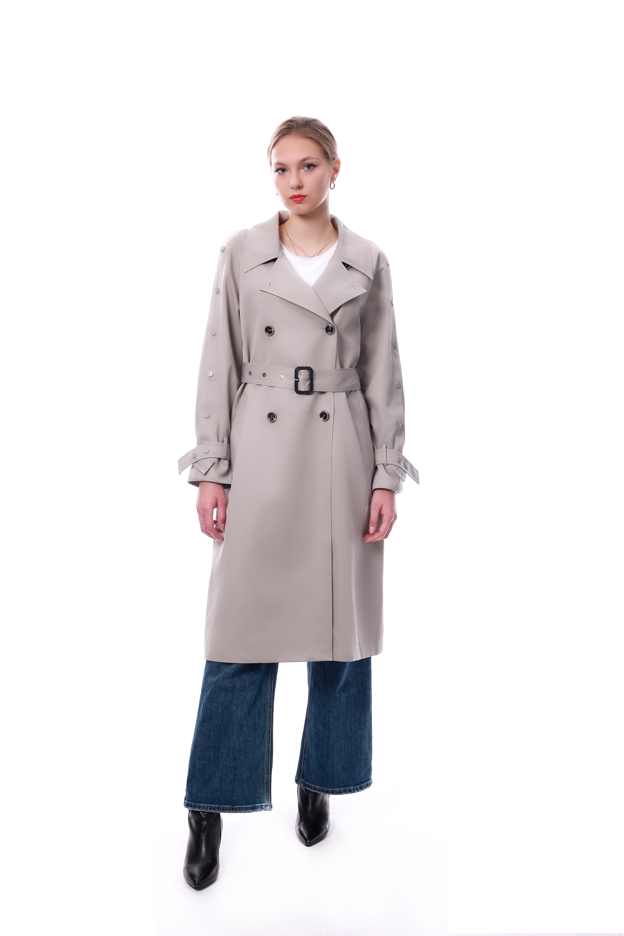 Four Button Light Colored Long Windbreaker, High Quality Four Button ...