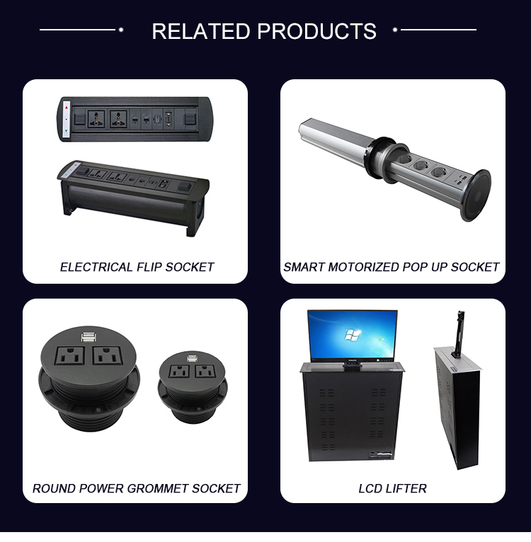 Eu Plug Conference Table Motorized Rotary Electrical Pop Up Power ...