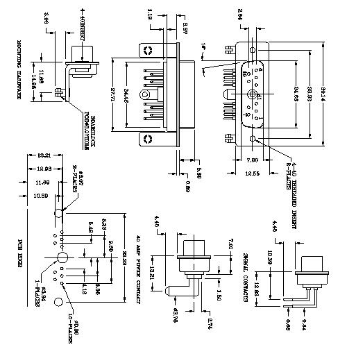 11W1 D-sub Female Right Angle High Current Connector China ...
