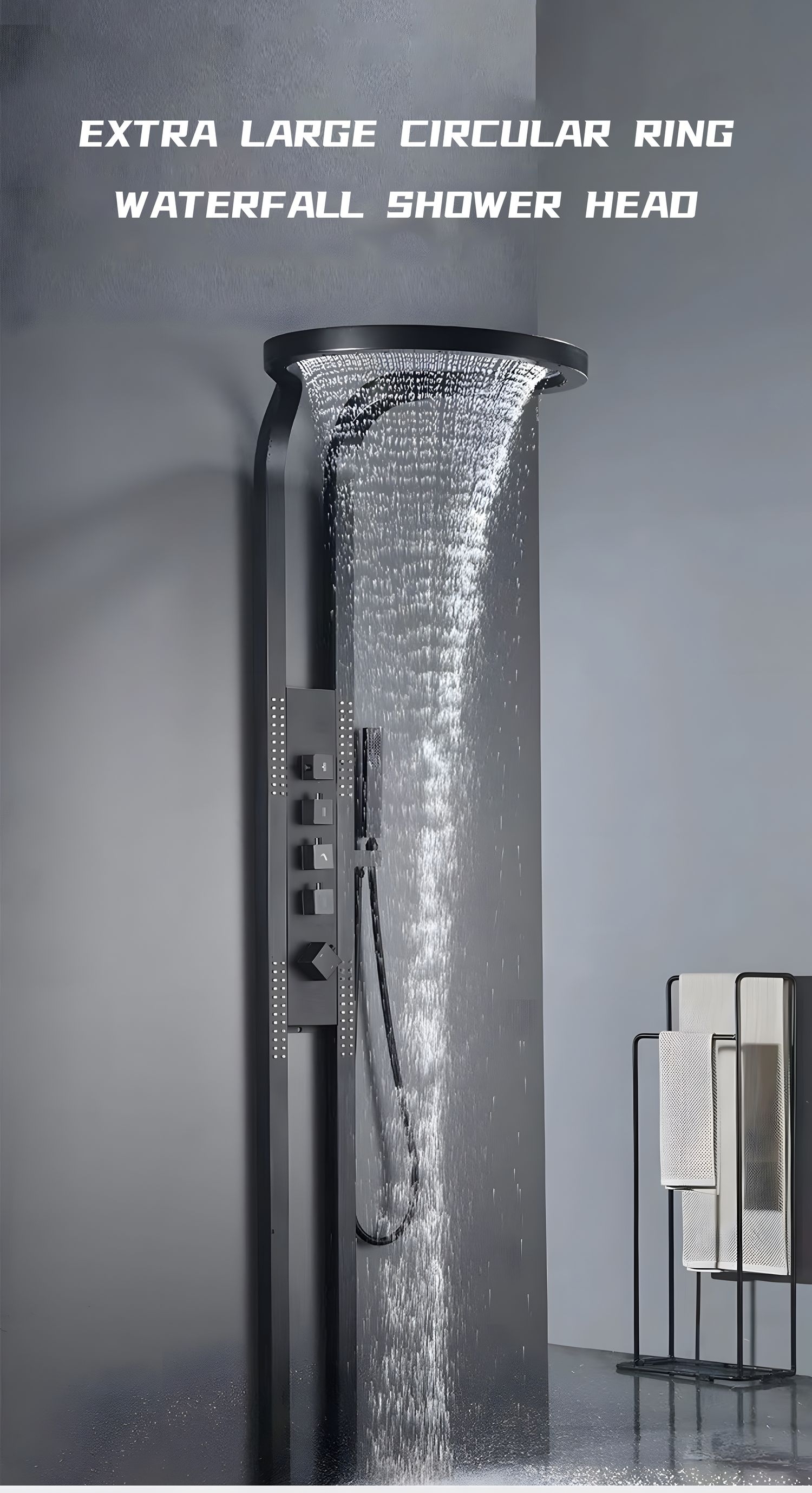 Clasikal Large Circular Shower Column With Stainless Steel Waterfall ...