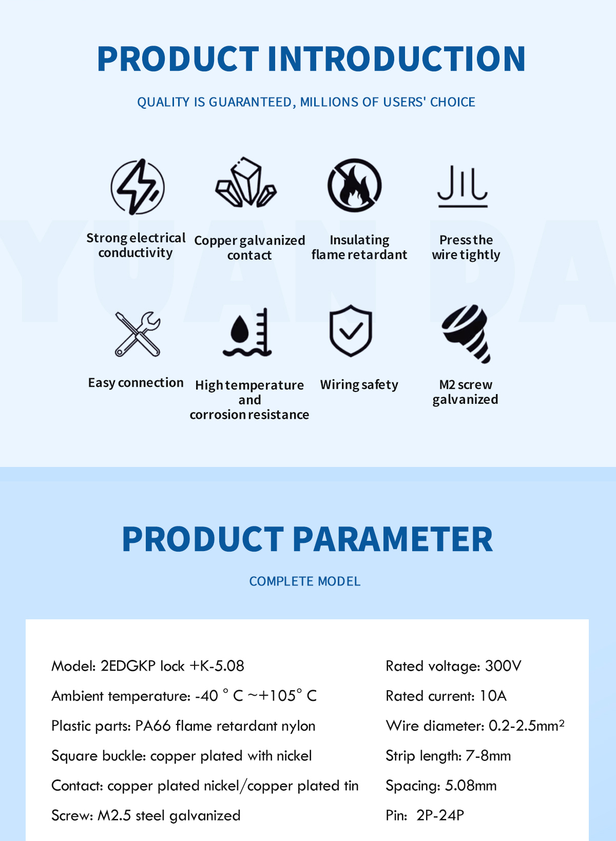 Solderless Butt Connectors 2edgrkc5.08mm Plug And Pull Lock Terminal ...