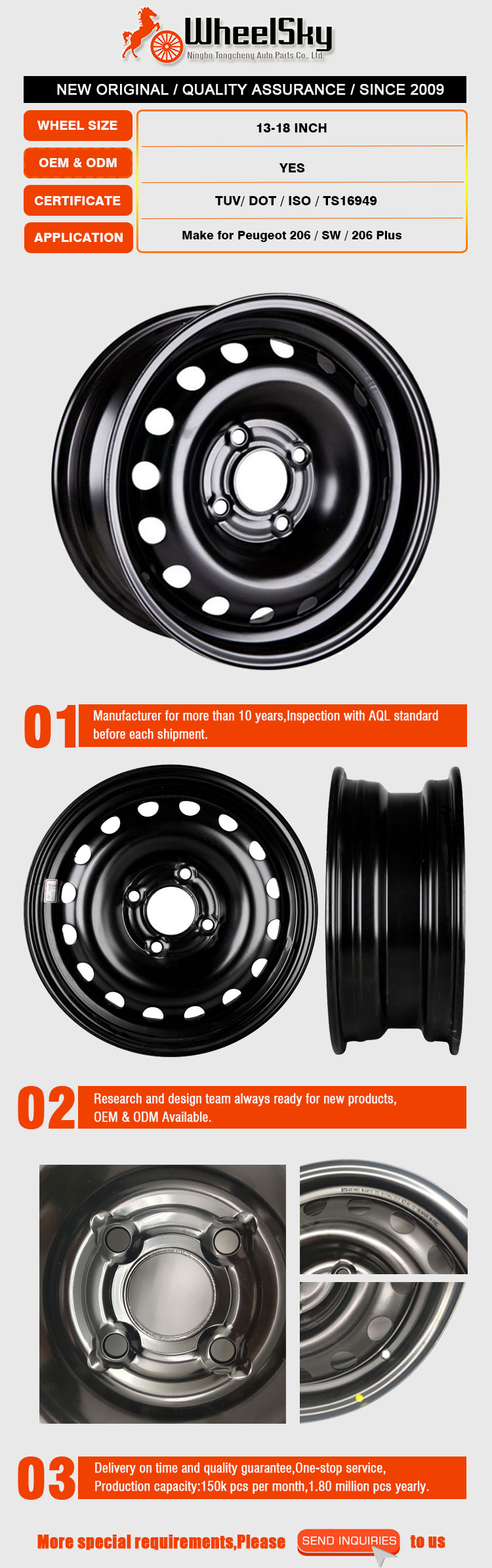 Wheelsky 14 Inch Steel Wheels For Passenger Car, High Quality Wheelsky ...