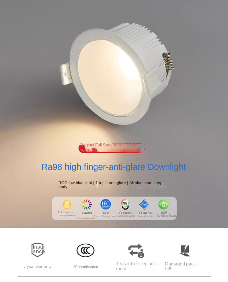Ultra-thin Led Downlight With Anti-glare Full Spectrum Cob Ceiling ...