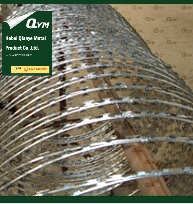 Helical Razor Wire/ Barbed Tape Concertina/ Razor Blade Wire, High ...