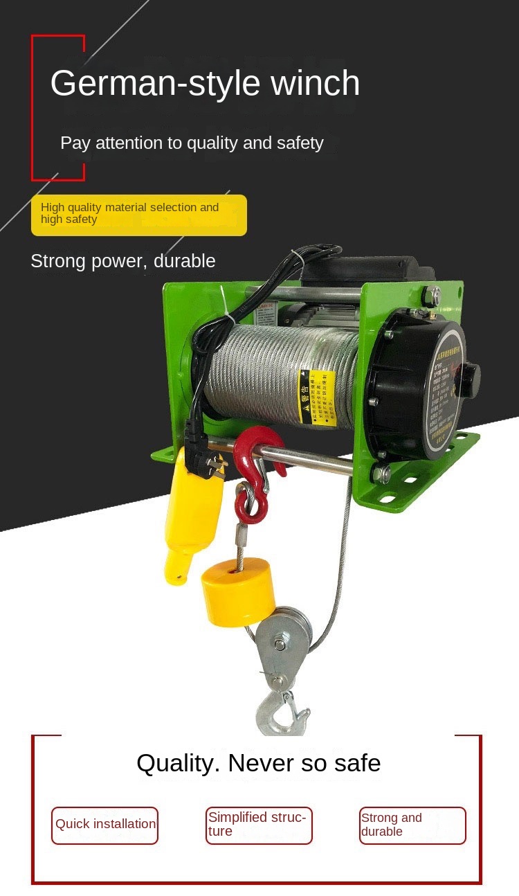 German Long Wire Rope Electric Winch: 220v Multi-function High-speed ...