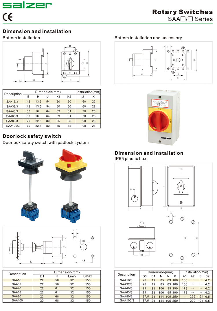 Salzer Cam Operated Change Over Switch 16a Sa16 2pole (tuv, Ce, And Cb ...