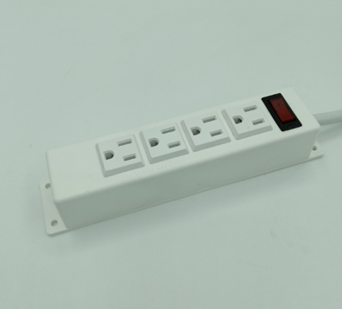 White Surface Electrical Outlet With 4 Sockets, High Quality White ...