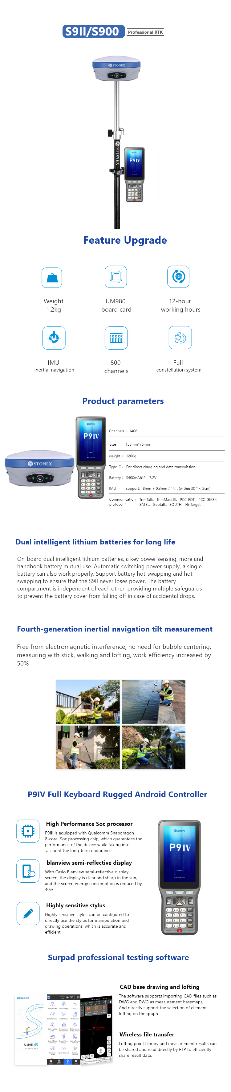 Stonex Gnss Receivers: S9ii, S900a, S900+, G970ii, V200, V300 Rtk ...