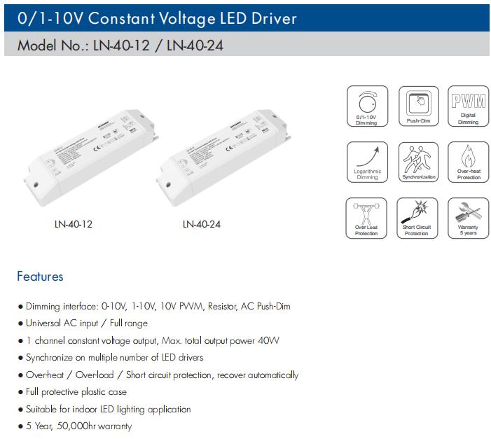 Skydance Ln-40-12 40w 12v 출력 0/1-10v Dimmable Led 드라이버, Bossgoo.com의 ...