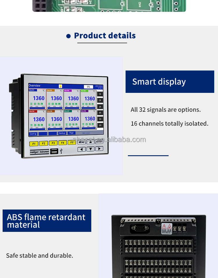 16 Channel Pt100 Temperature Thermocouple Data Logger With 7 Inch ...